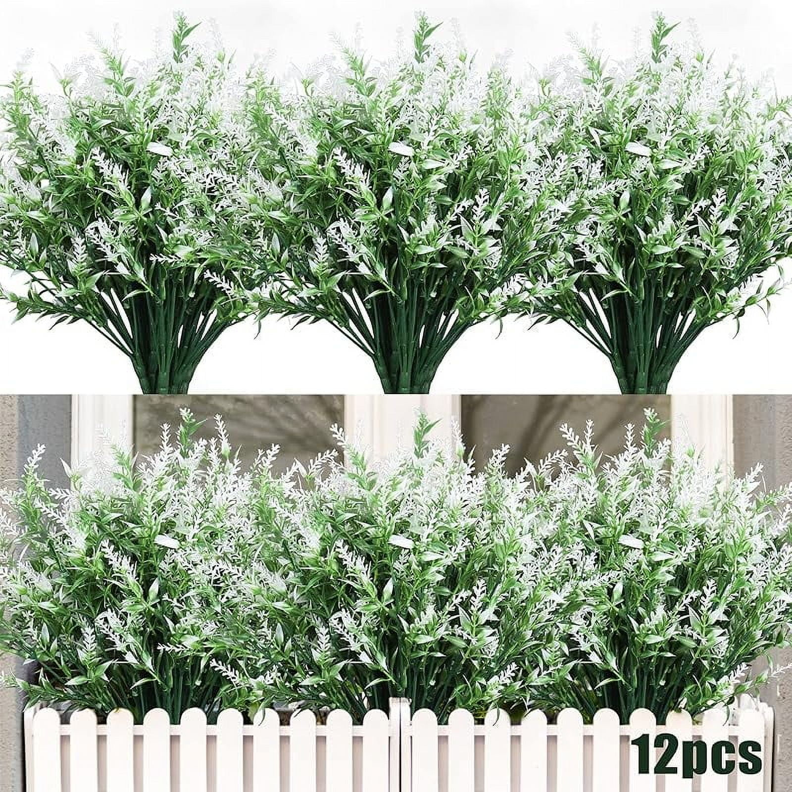 RECUTMS Artificial Greenery Lavender Fake Shrubs Flowers 8 Bundles UV ...