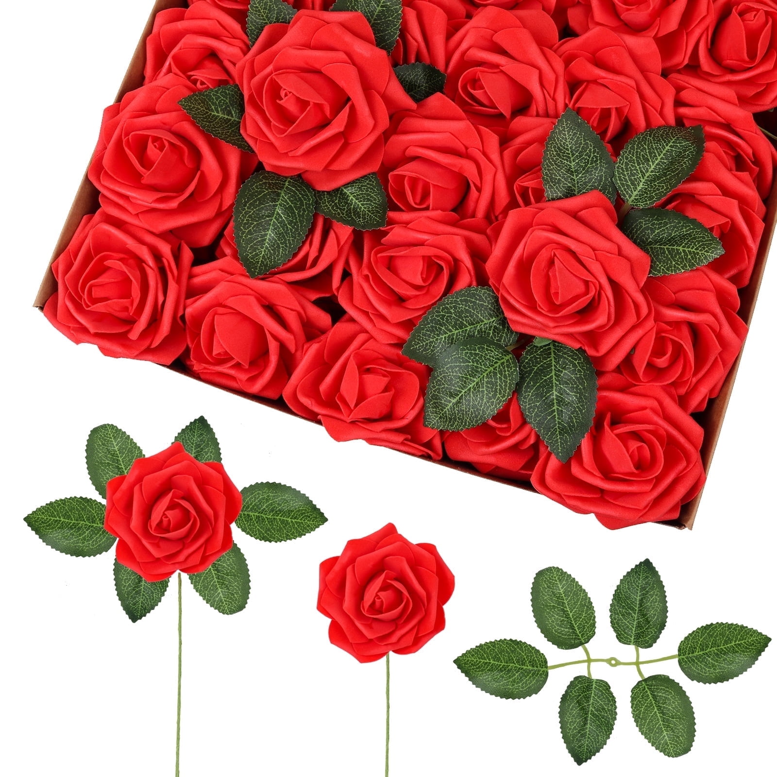 RECUTMS Artificial Rose Flowers 50pcs Foam Roses for DIY Wedding ...