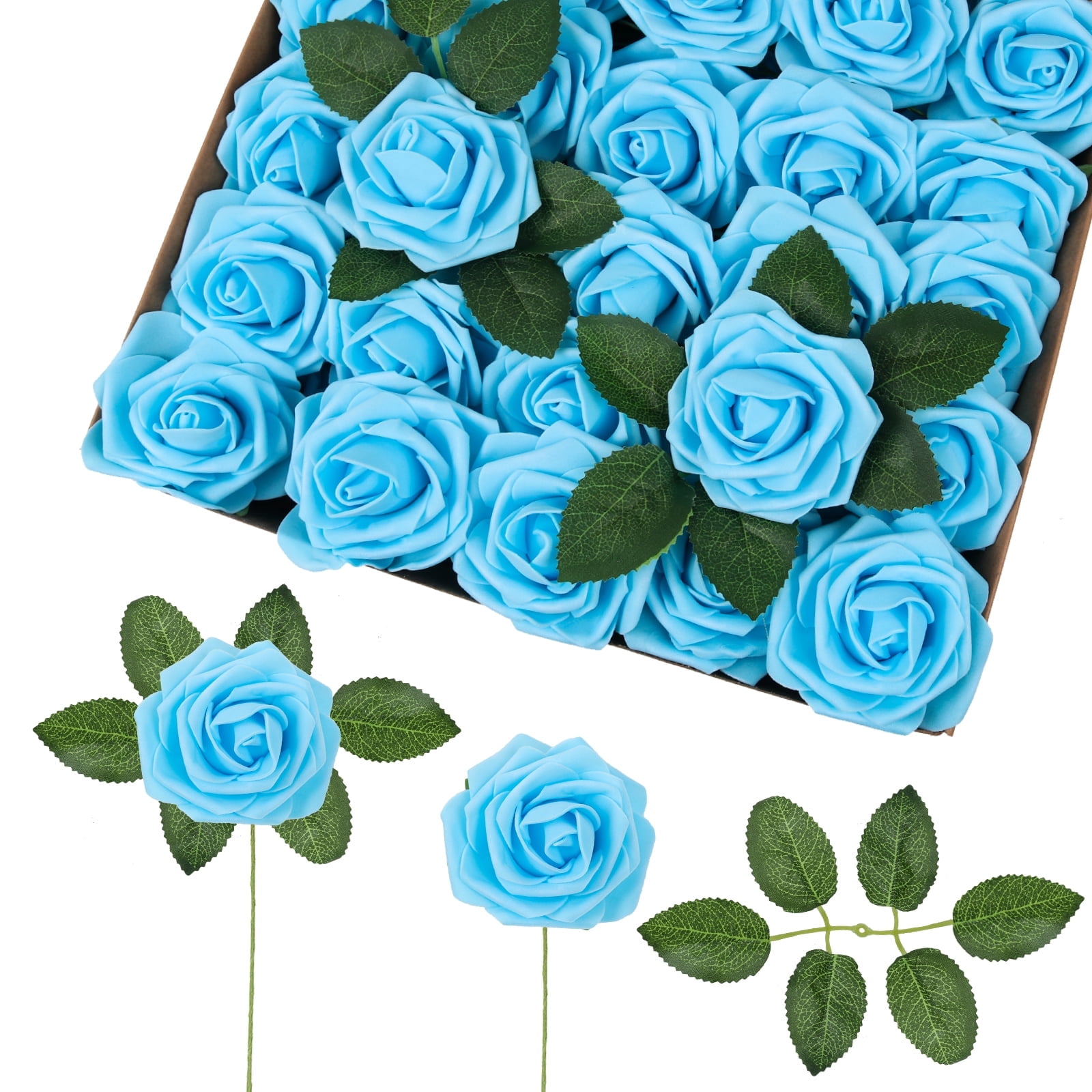 RECUTMS Artificial Rose Flowers 50pcs Foam Roses for DIY Wedding Party ...