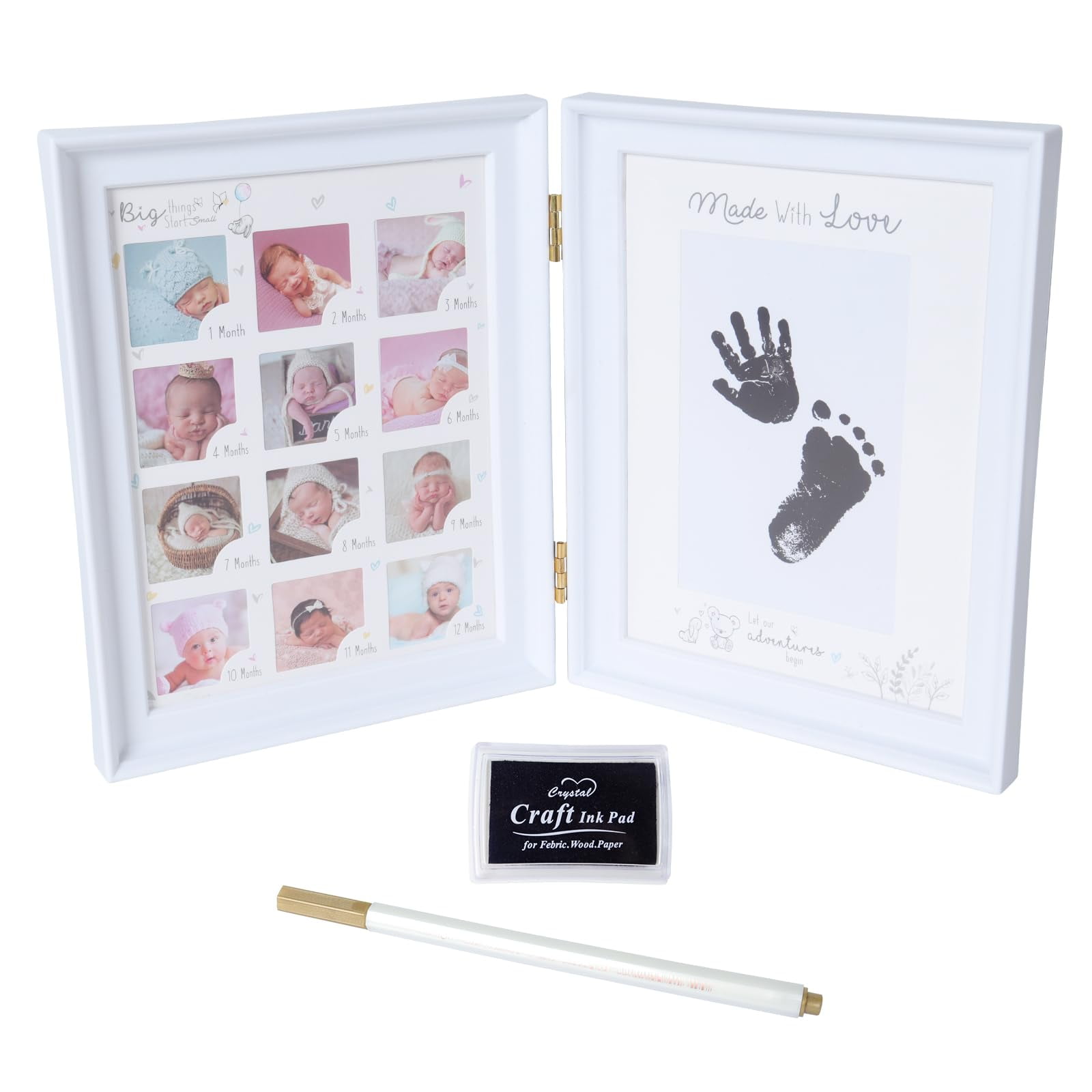 RECUTMS Baby Keepsake Frame, Baby Hand and Footprint First Year Nursery ...