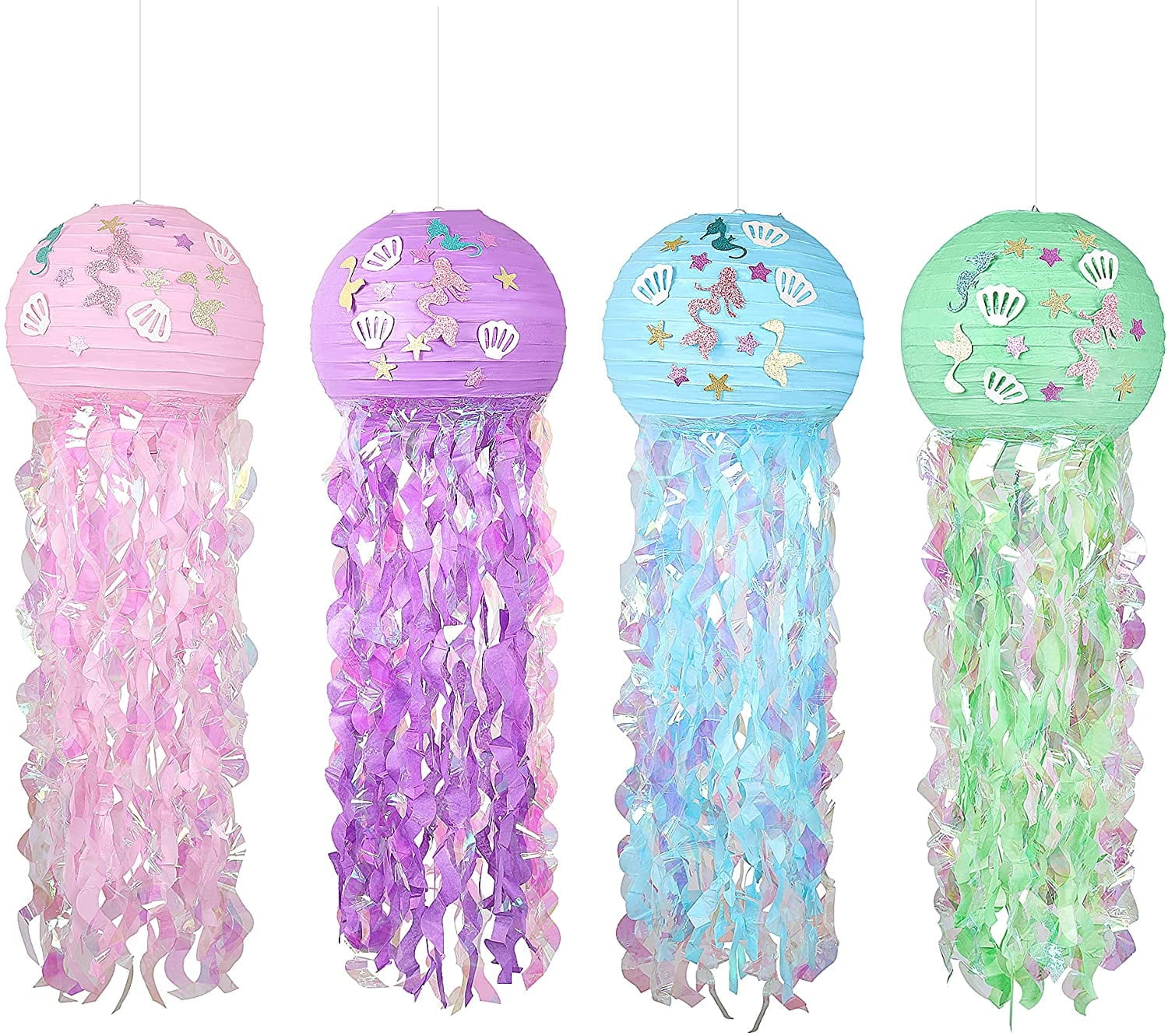 RECUTMS Ocean Decor Hanging Jellyfish Paper Lanterns - Multicolored ...