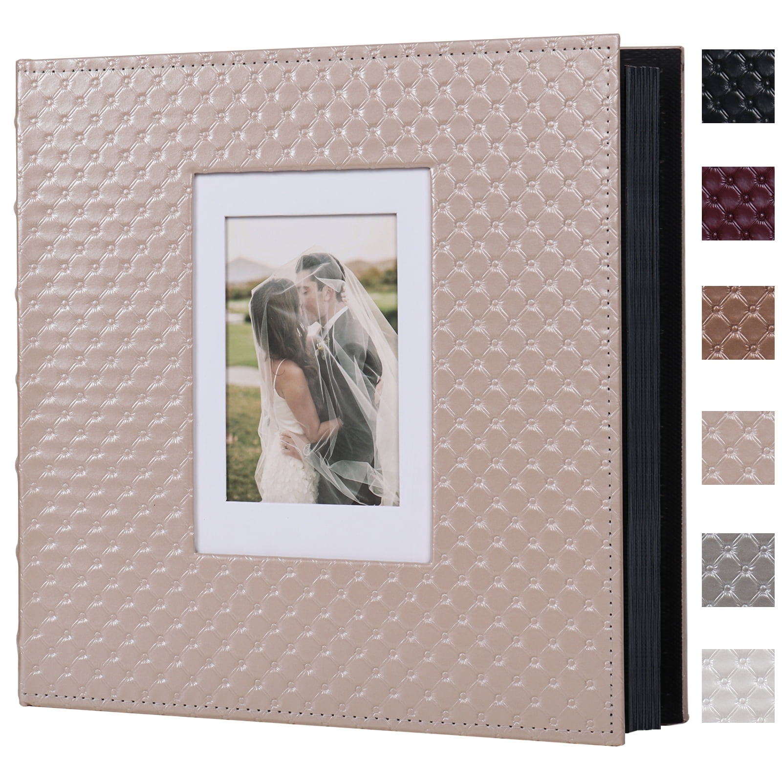RECUTMS Photo Album 30 Pages Black Inner Button Grain Leather for 4x6 ...