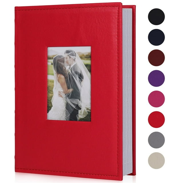 RECUTMS Premium Leather Cover Photo Album 4x6, Small Capacity Family ...