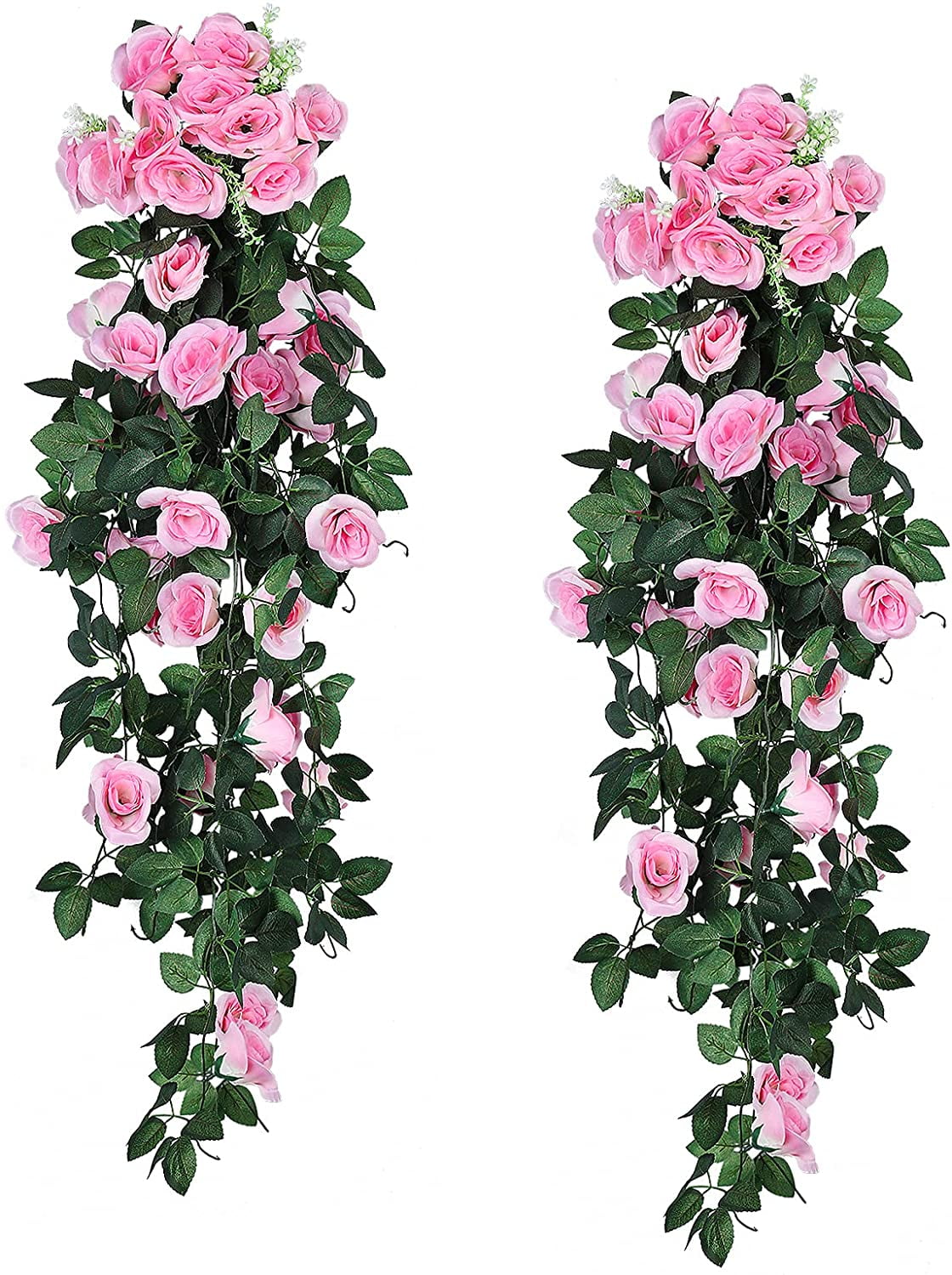 RECUTMS Pink Artificial Rose Flowers - 3.3Ft Hanging Plants Vine 2Pcs ...