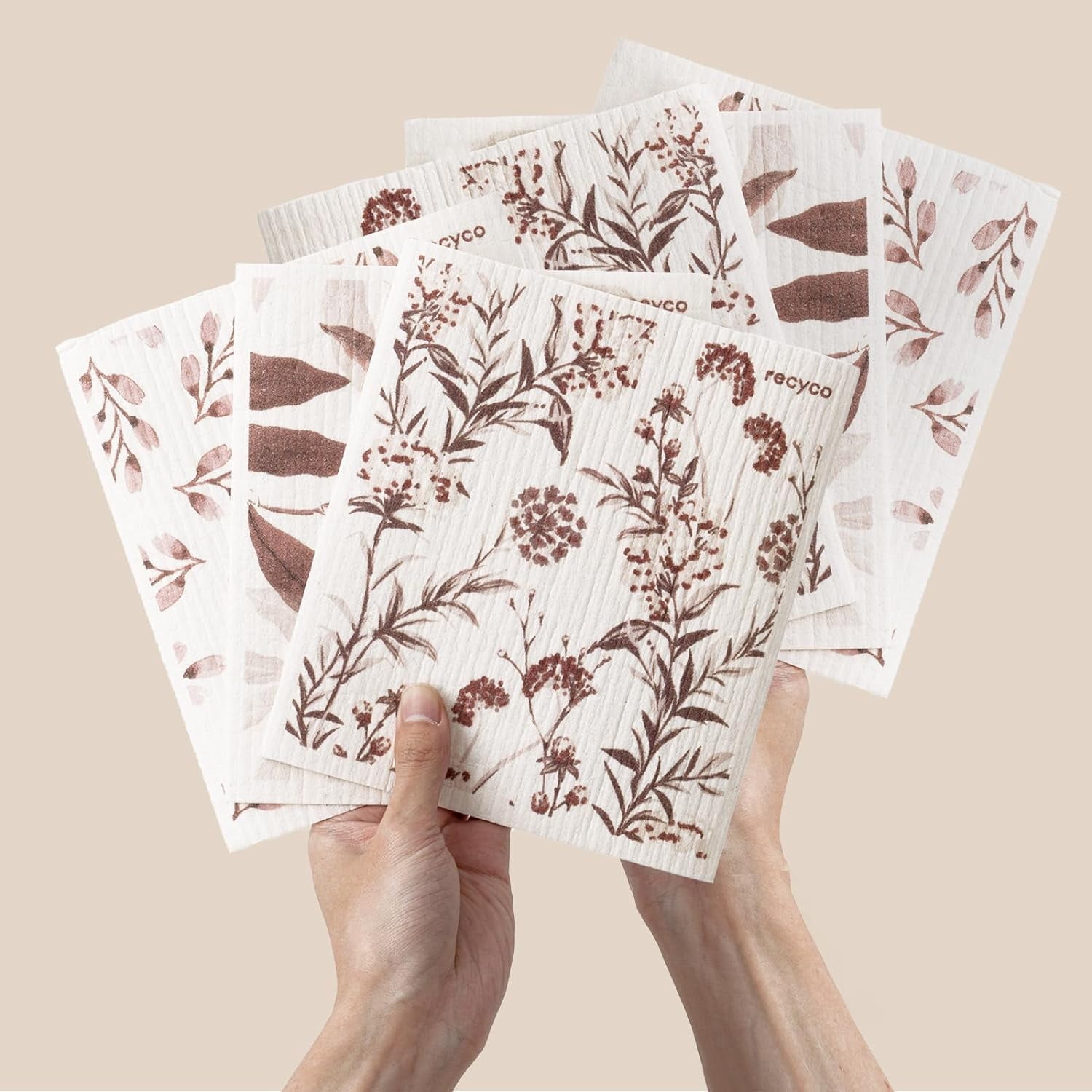 RECYCO Swedish Dishcloths for Kitchen | 6 Pack Watercolor Florals ...