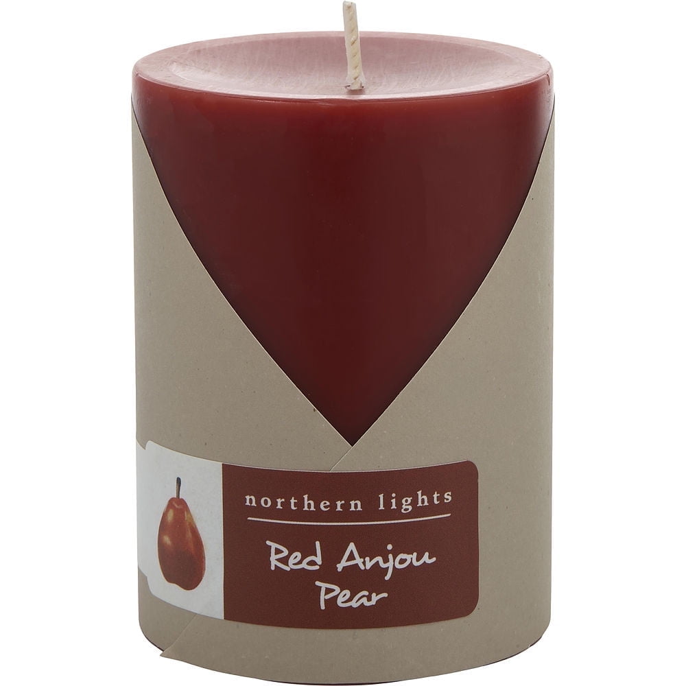RED ANJOU PEAR by Northern Lights - ONE 3X4 INCH PILLAR CANDLE. BURNS ...