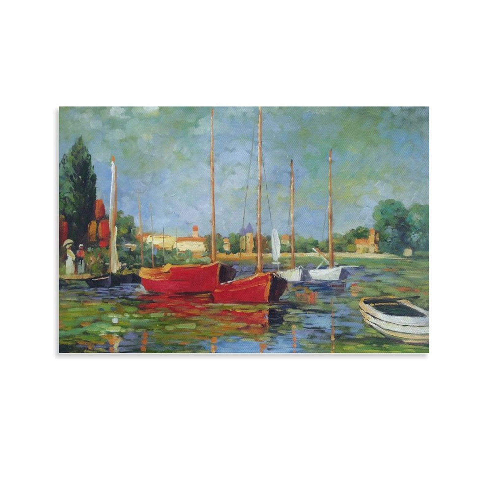 RED BOATS AT ARGENTEUIL By The Seine Posters Print Photo Art Painting ...
