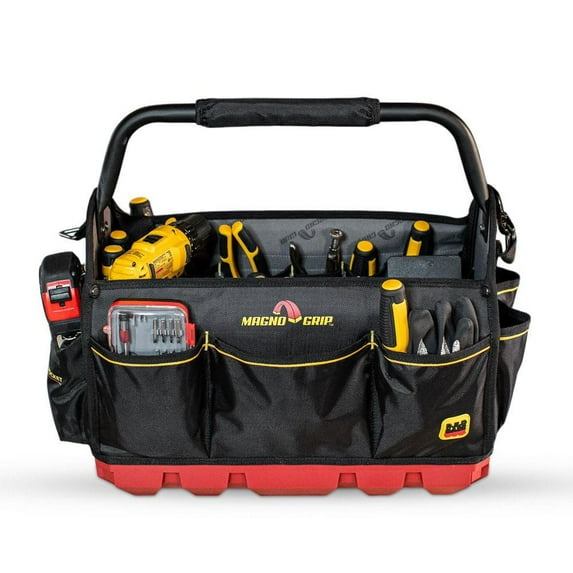 RED Base Series 18 in. 20-Pocket Tool Tote Bag, 8 Loops, Comfort Grip ...