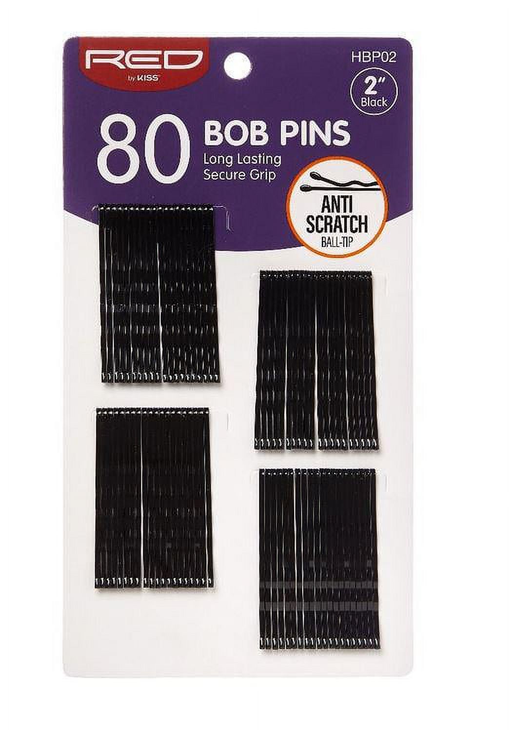RED Bob Pins 2" 80ct Blac - Walmart.com