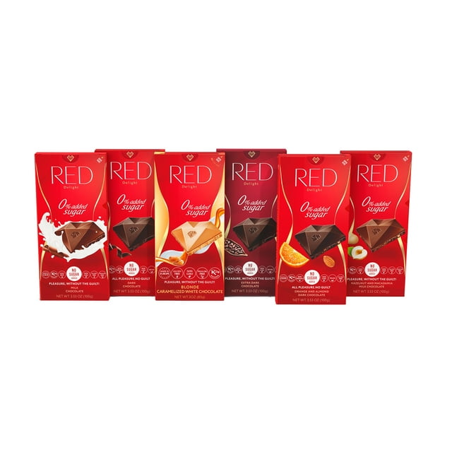 RED Chocolate 6 Bar Variety Pack - Milk, Dark, Extra Dark, White ...