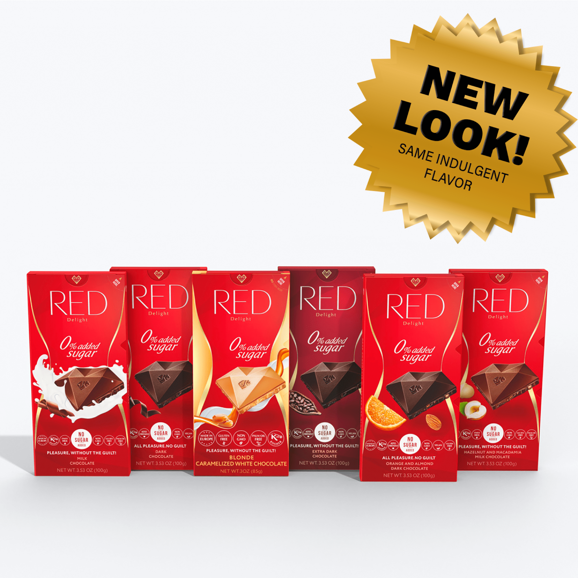 RED Chocolate 6 Bar Variety Pack - Milk Chocolate, Dark Chocolate ...