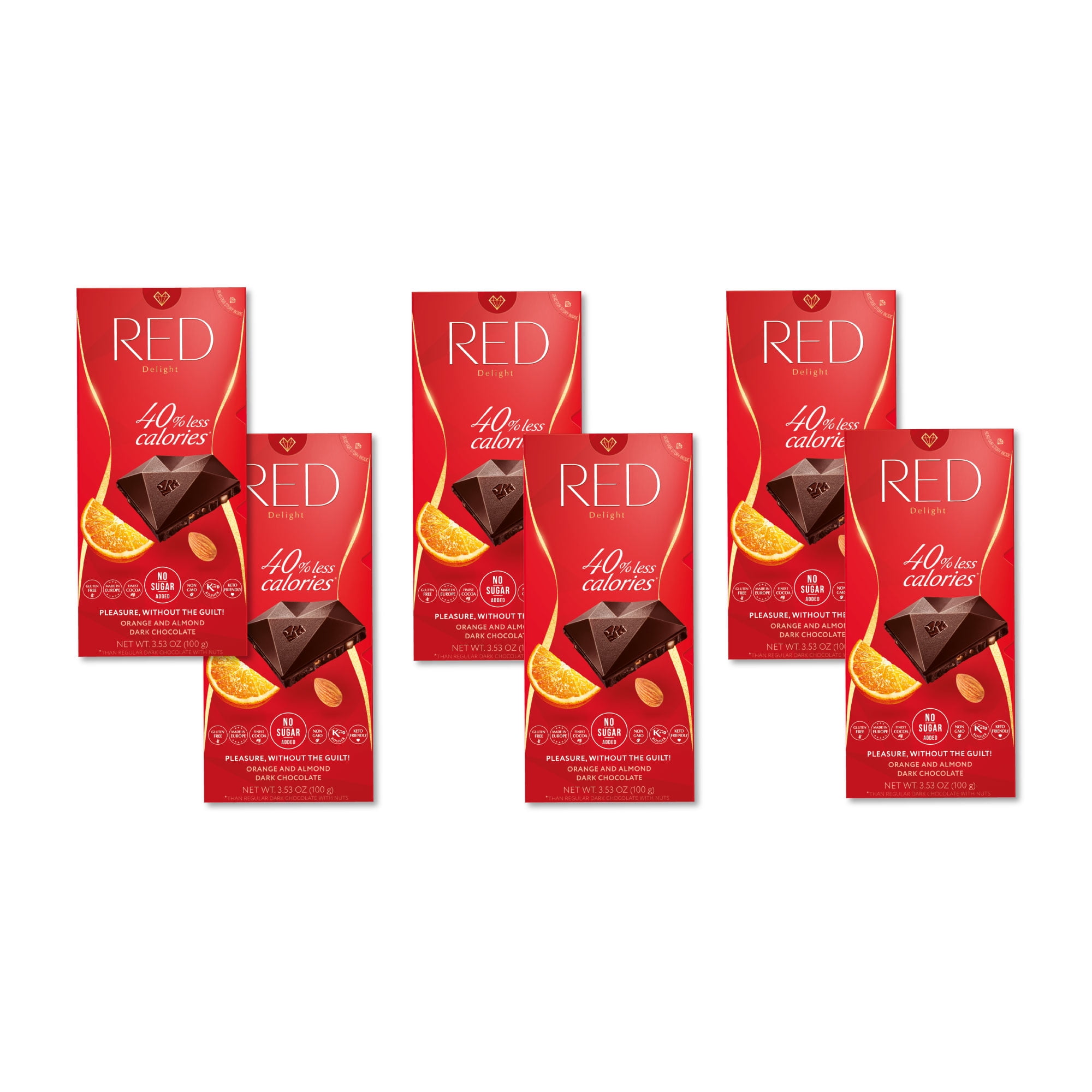 RED Chocolate Dark Chocolate with Orange and Almond 6 Pack - Walmart.com