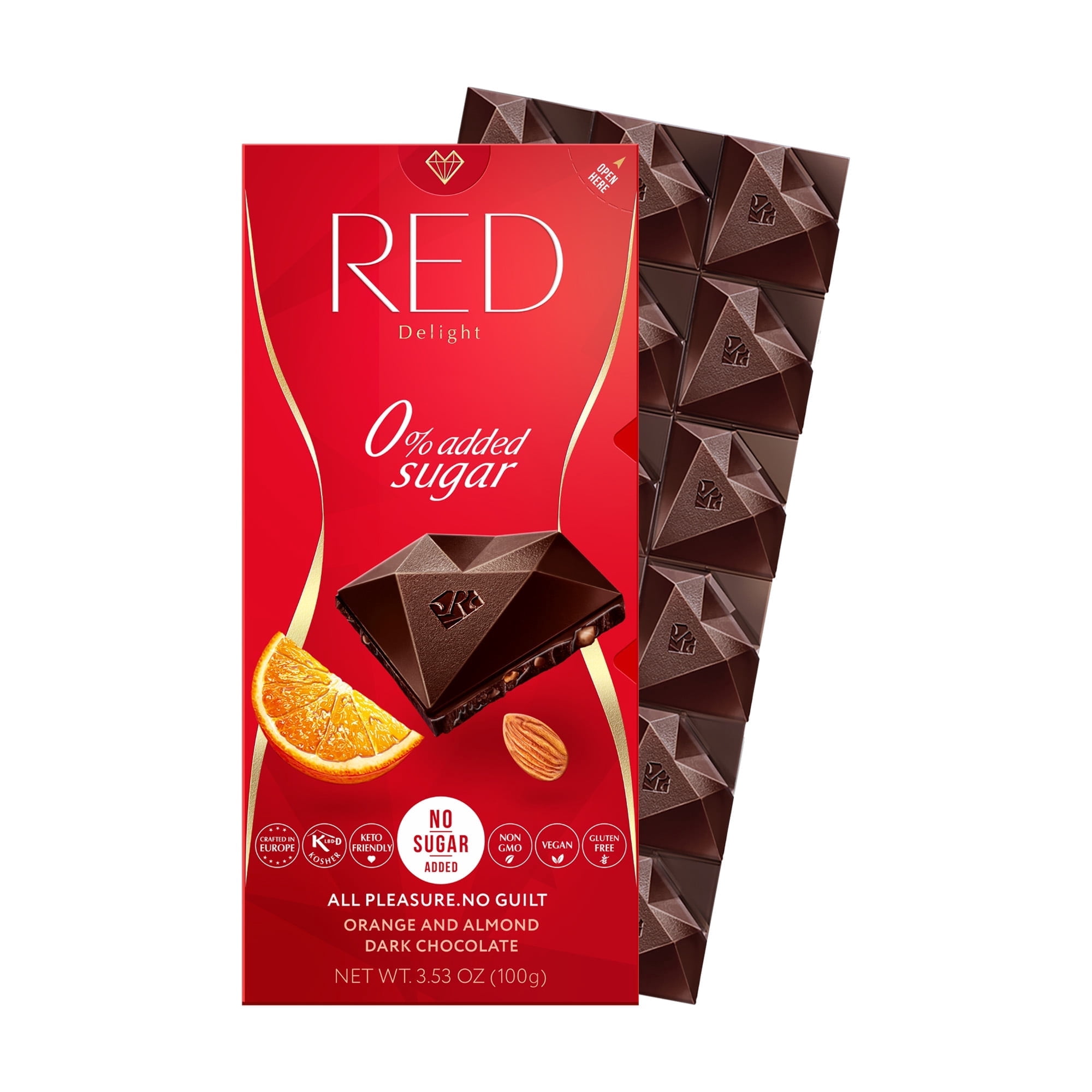 RED Chocolate Orange and Almond Dark Chocolate Bar 3.53 oz - Walmart.com