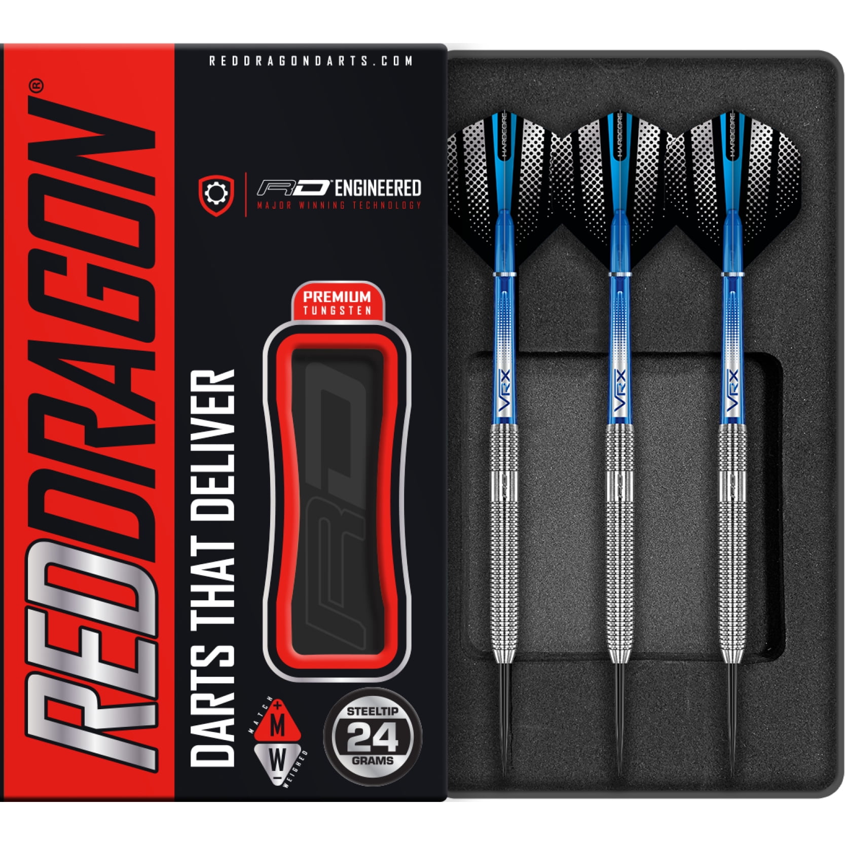RED DRAGON Professional 24g Tungsten Darts Set with Flights, Stems - 85% Premium Quality ...