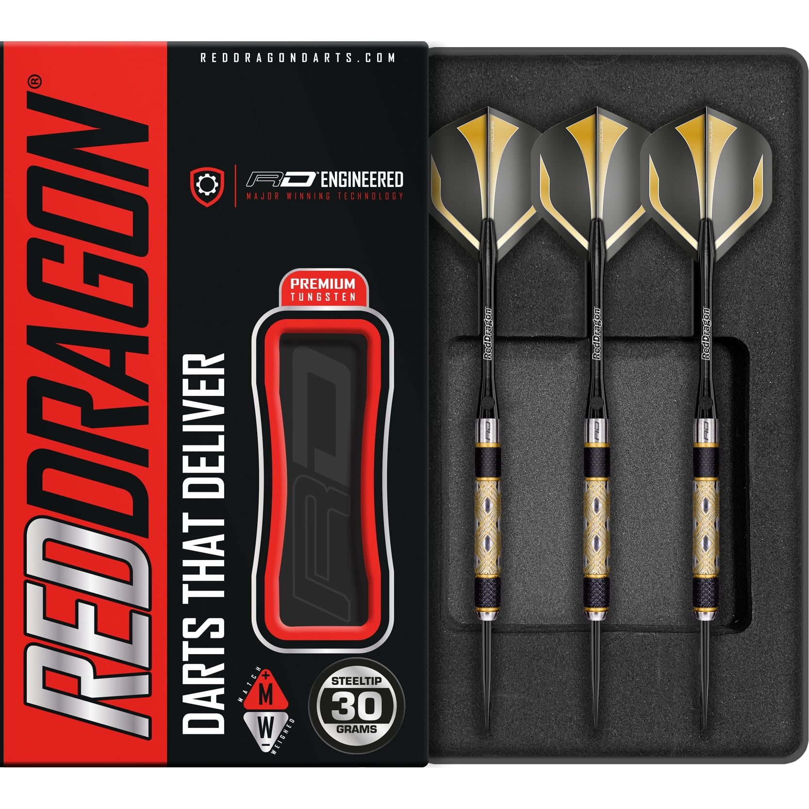 RED DRAGON - Golden Eye 30g Tungsten Darts Set with Flights and Stems ...