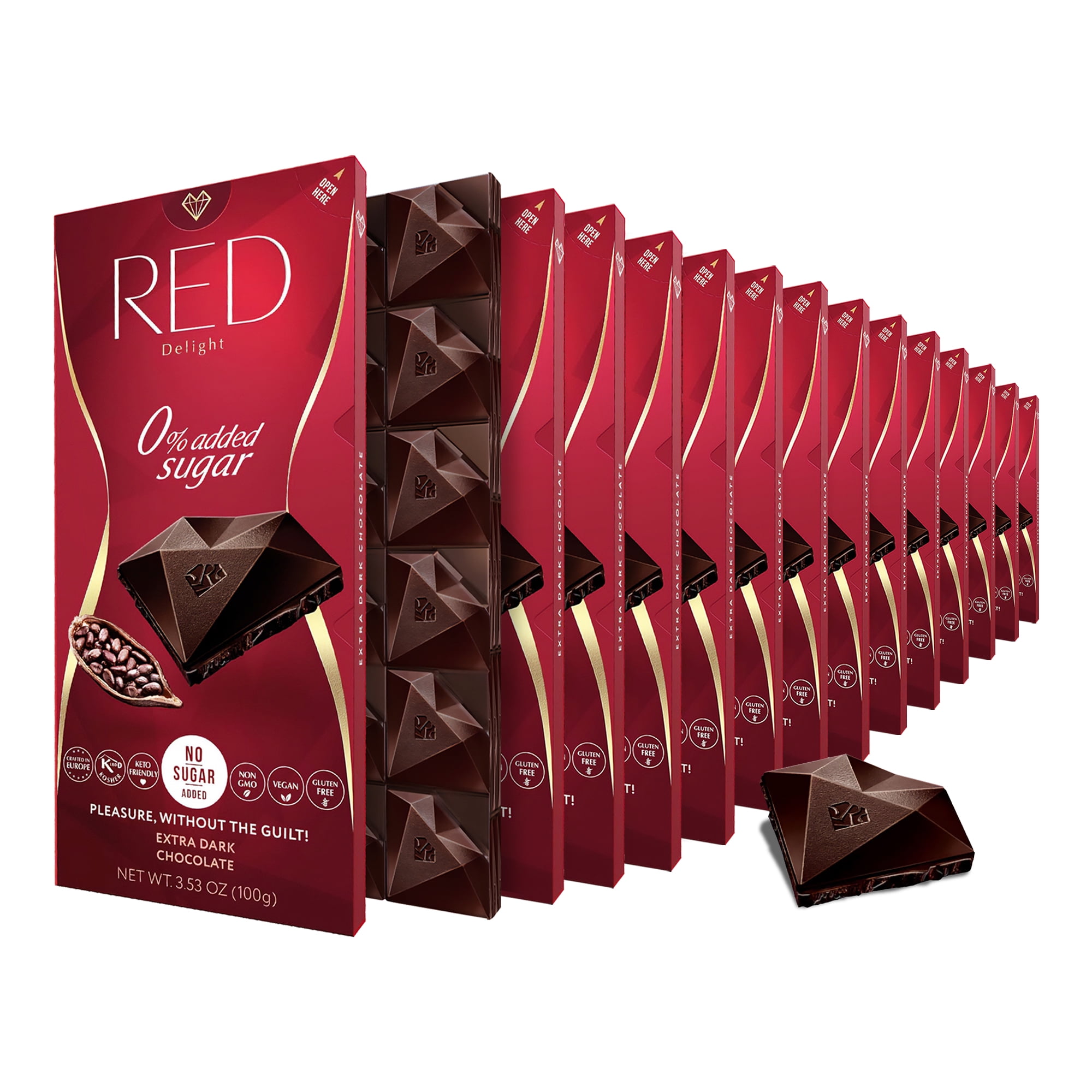 RED Delight Extra Dark Chocolate Full Size Bars (3.53 Ounces Each ...