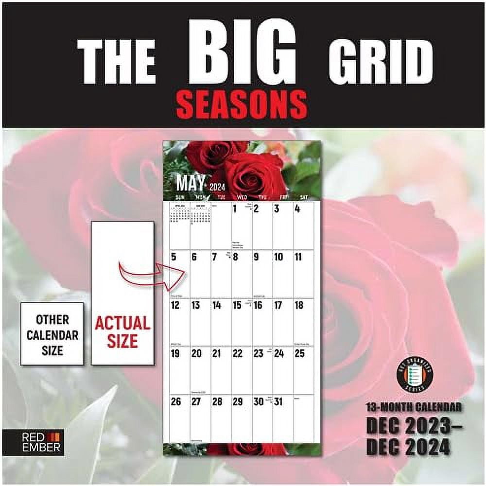 RED EMBER The Big Grid Jumbo Large Print 2024 Hangable Monthly Wall ...