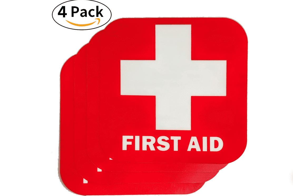 RED FIRST AID STICKER 4 PACK - Walmart.com