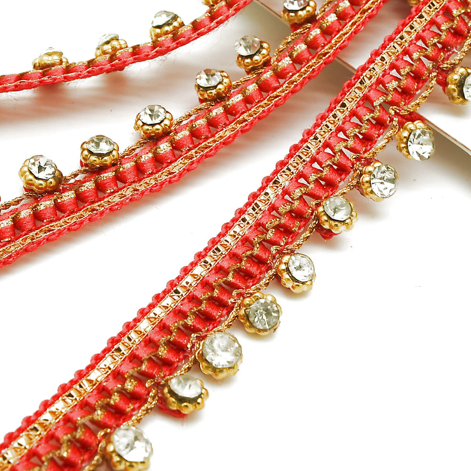 RED GOLD RHINSTONE EDGING TRIM - sarahi.NYC - Walmart.com