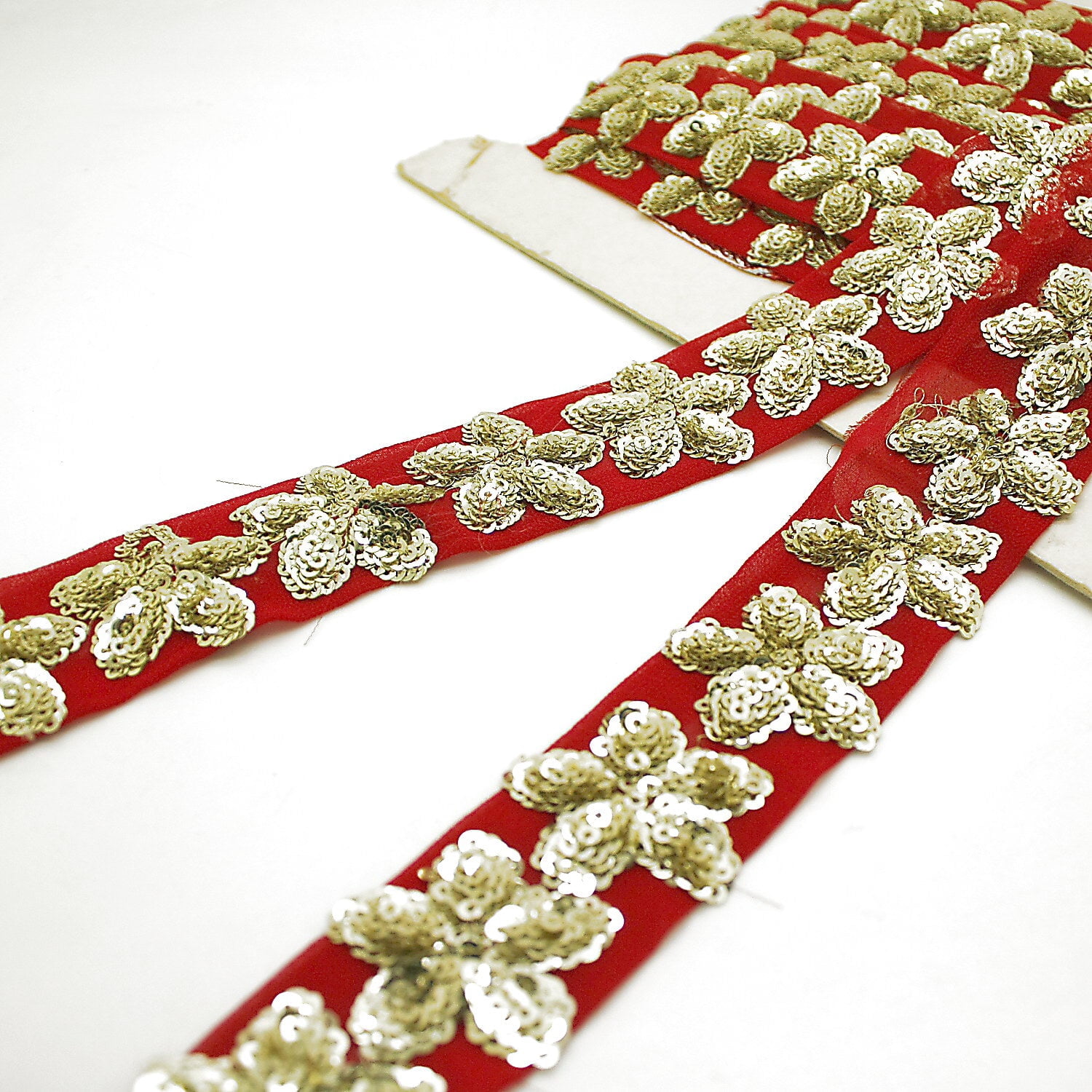 RED GOLD SEQUIN TRIM - sarahi.NYC - Walmart.com