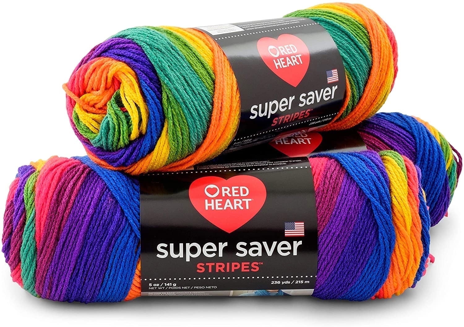 RED HEART Super Saver 3-Pack 100% Acrylic Yarn, Machine Washable ...
