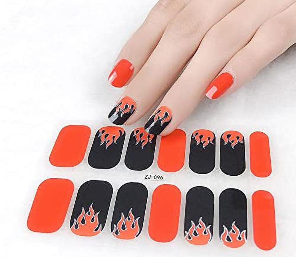 RED HOT Flames - FiRE Inspired Nail Wraps - Happy Halloween Finger Nail ...
