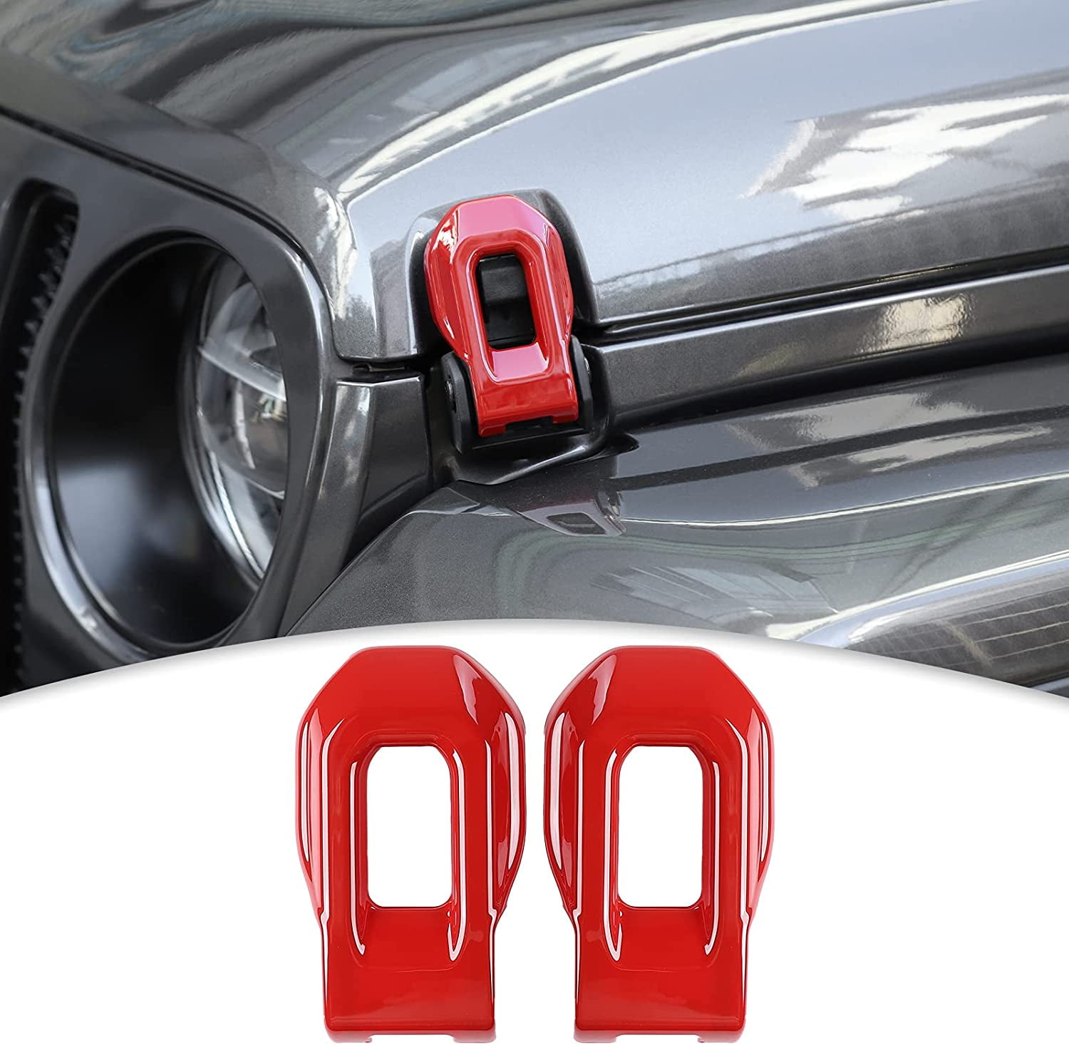 RED-Hood Latch Latch Decorative Cover Trim for Jeep Wrangler JL ...
