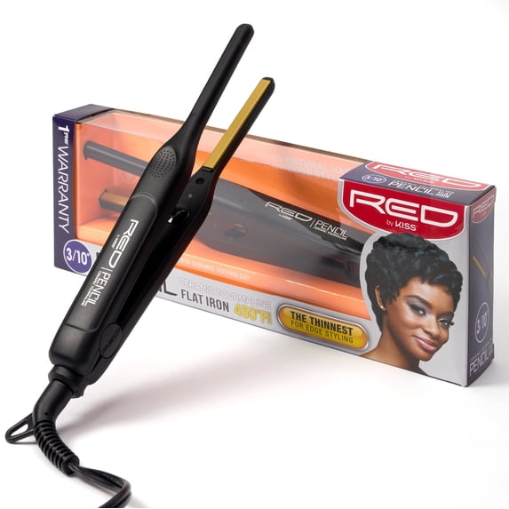 KISS USA Ceramic Tourmaline Pencil Flat Iron Hair Styler and Curling ...