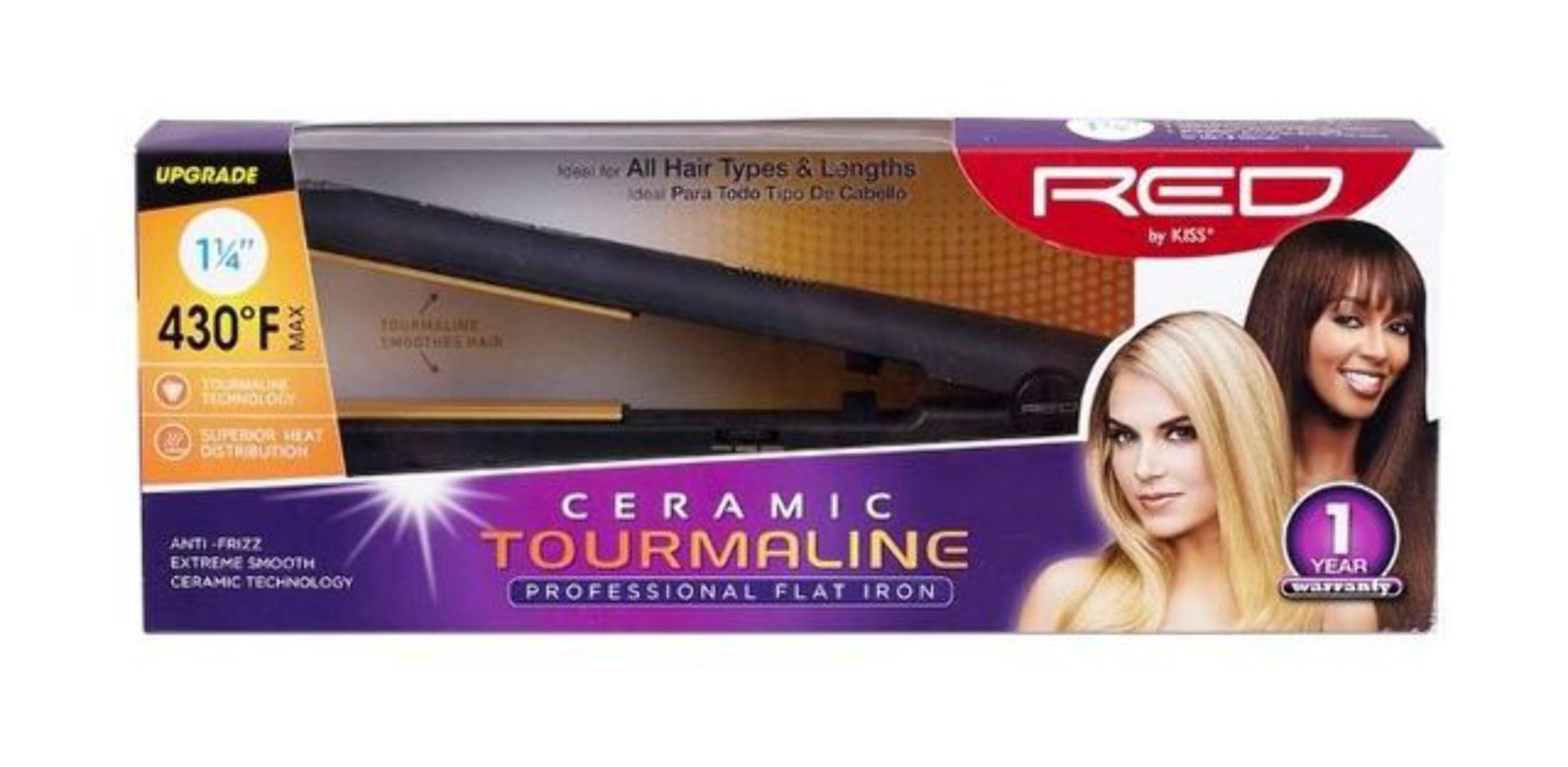 KISS Red Ceramic Tourmaline Professional Wet To Dry Flat Iron 1 ea ...