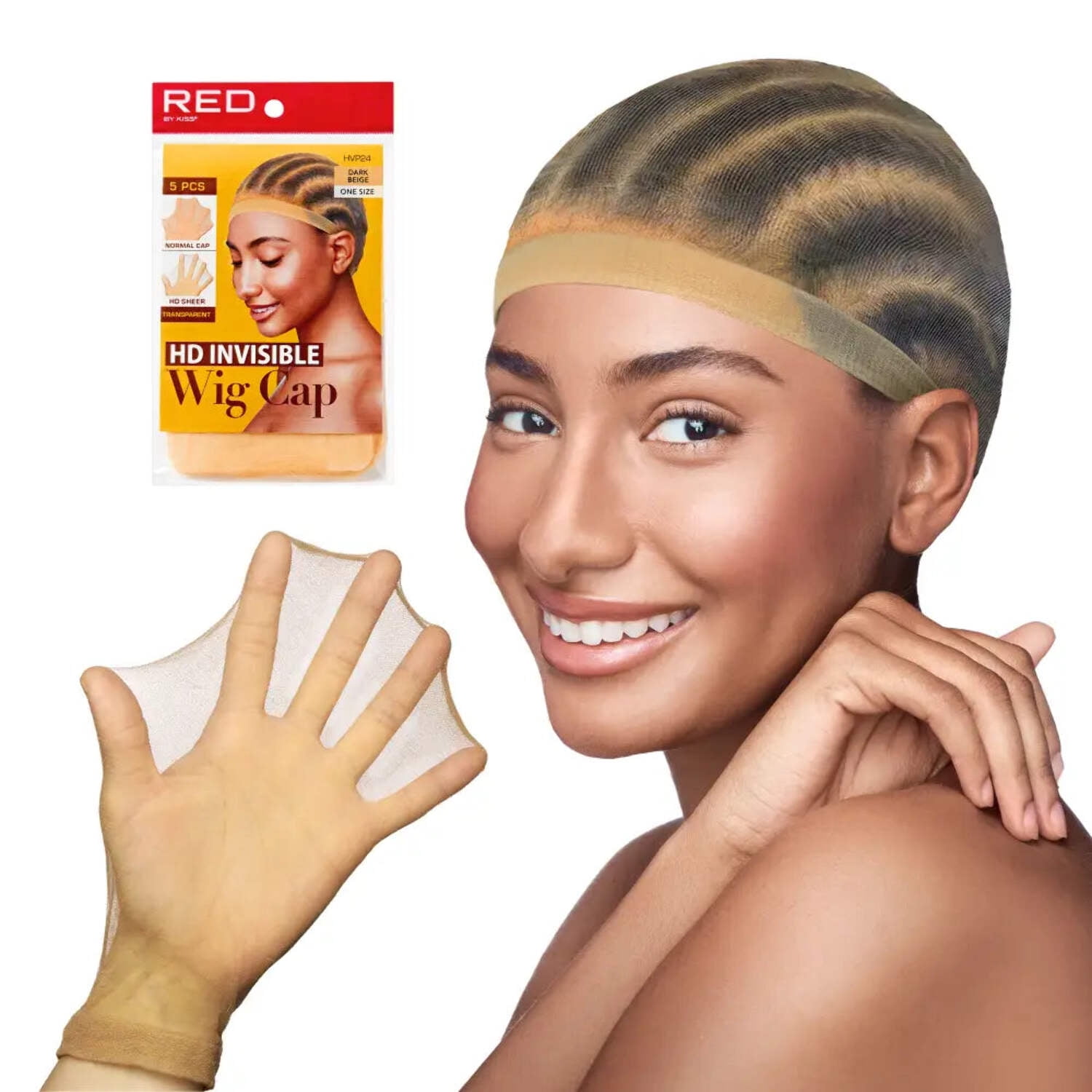 RED by Kiss HD Invisible Wig Caps for Women Men, Ultra Stretchy Thin ...
