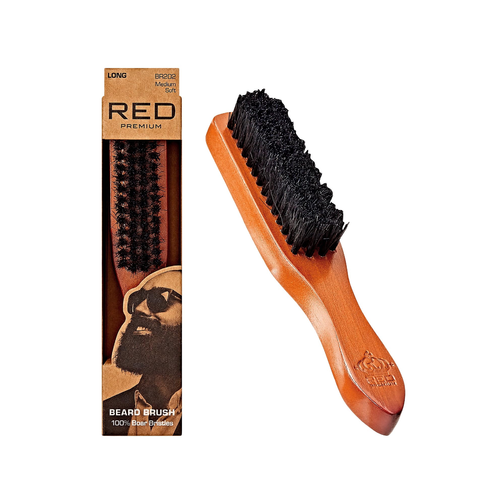 RED by Kiss Beard Brush with 100% Natural Boar Bristles for Men ...