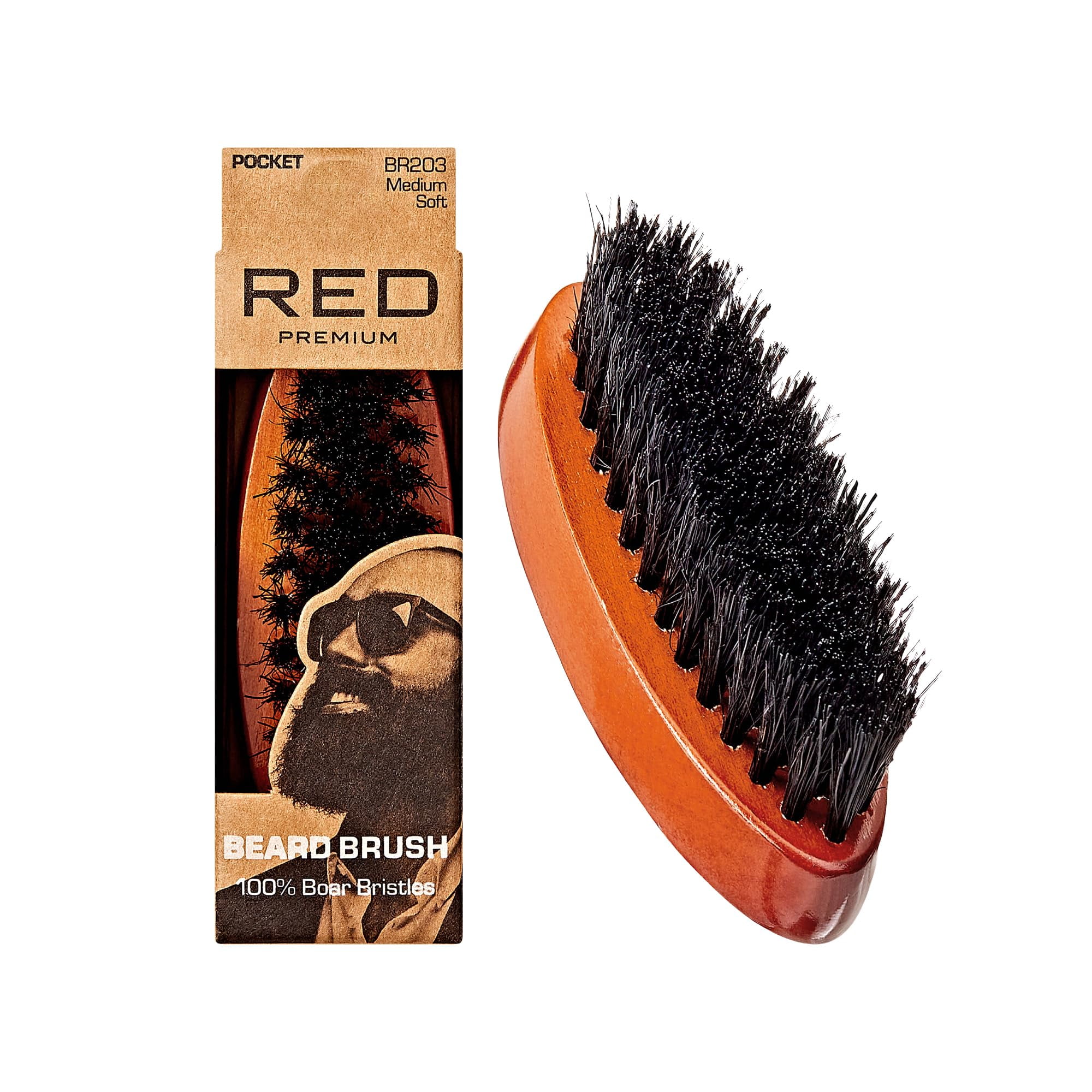 RED by Kiss Beard Brush with 100% Natural Boar Bristles for Men ...