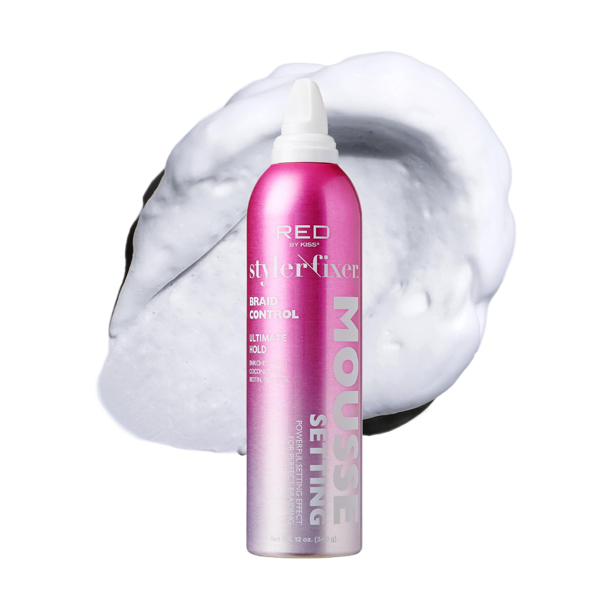 Red by Kiss Setting Mousse Braid Frizz Control, Curl Definition, Shine ...