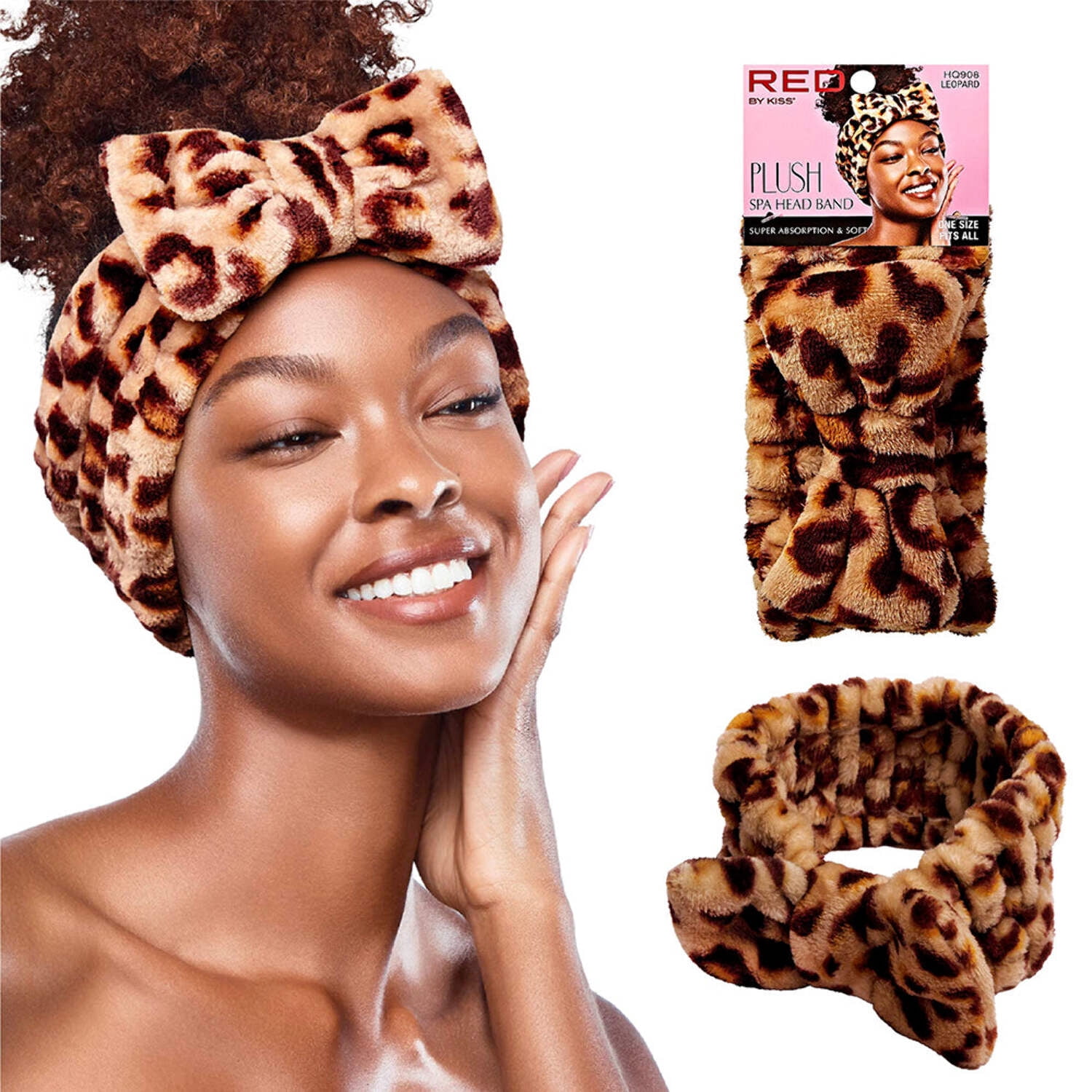 RED by Kiss Spa Headband for Washing Face Facial Makeup Bow Head Band ...