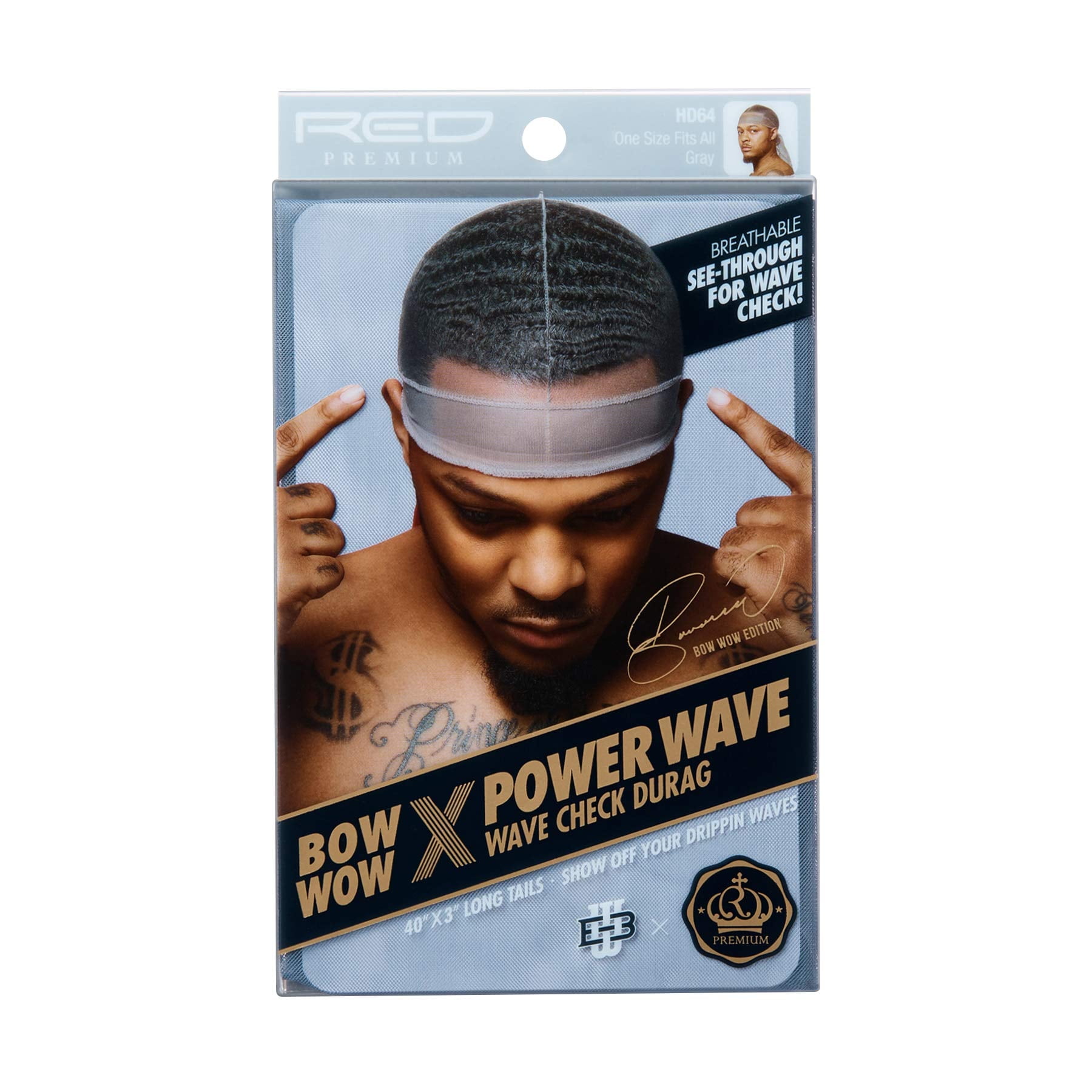 Red Premium BowWow X Powerwave Wave Check Premium Durag (Grey ...