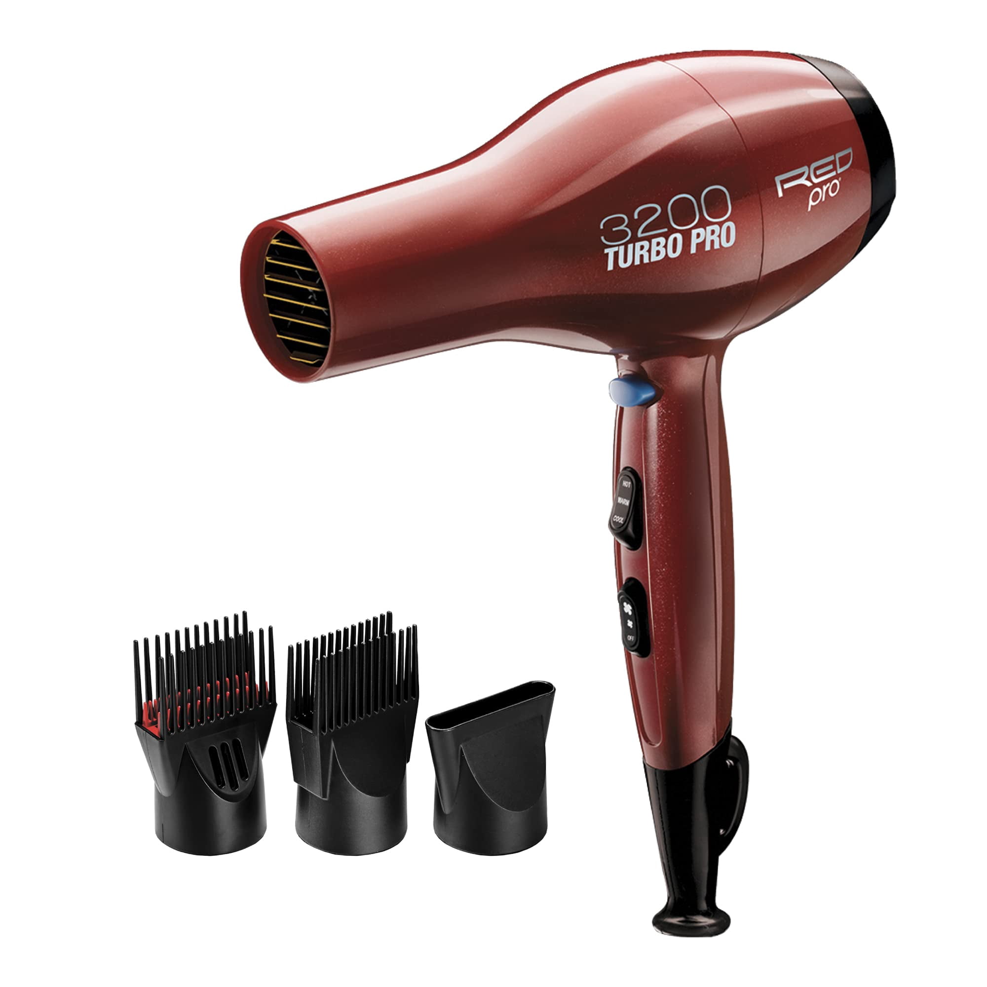 RED PRO 3200 Turbo Pro Detangler AC Hair Dryer, 3 Heat/2 Speed Settings ...