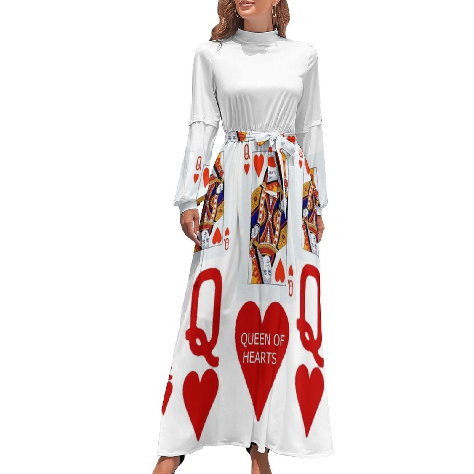 RED QUEEN OF HEARTS CARD DESIGN Long Dress elegant women's sets prom ...