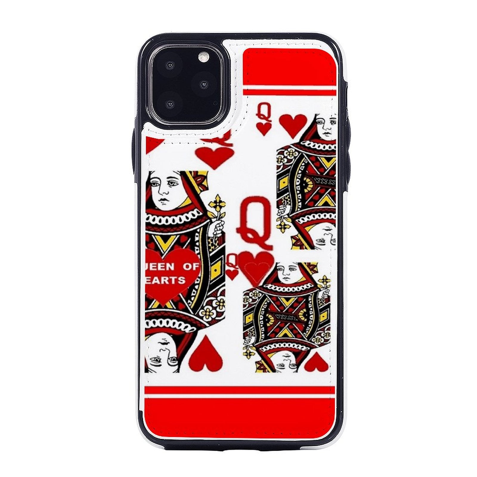 RED QUEEN OF HEARTS ON RED Leather Wallet Case for iPhone 16 15 14 13 ...