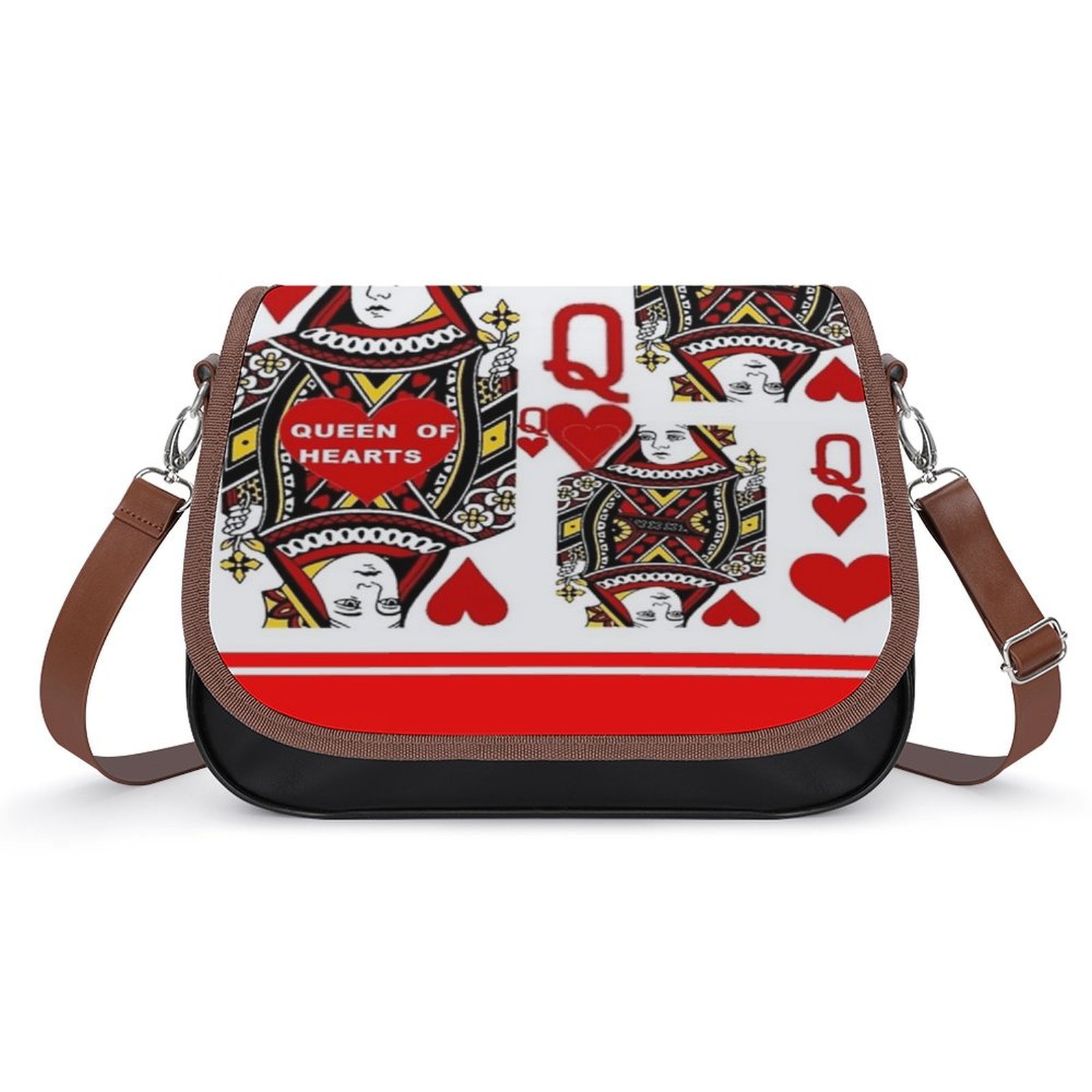 RED QUEEN OF HEARTS ON RED Pu Leather Shoulder Bag Essential For Daily ...
