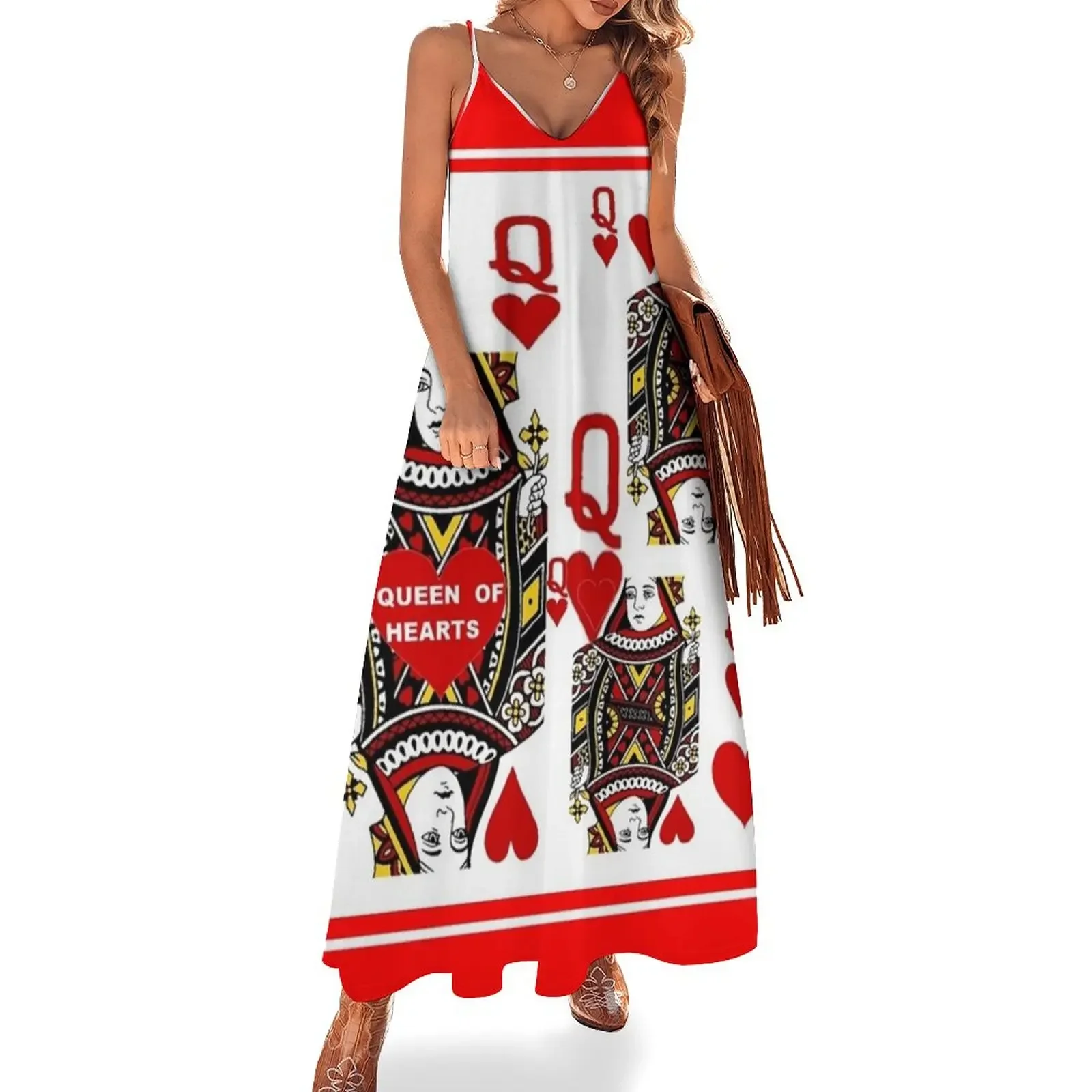 RED QUEEN OF HEARTS ON RED Sleeveless Dress long sleeve dress Dress ...