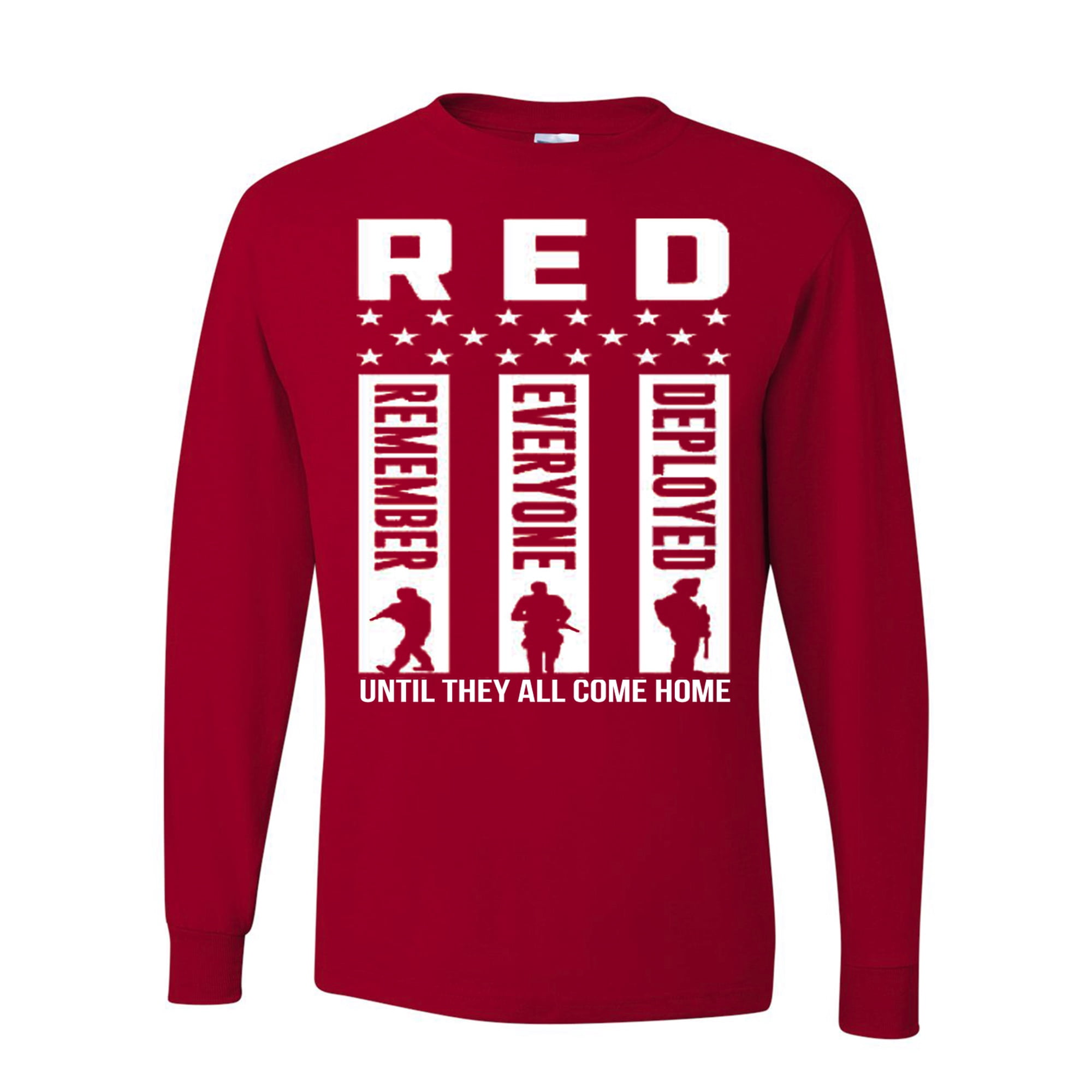 RED Remember Everyone Deployed USA Pride Patriotic Mens Long Sleeves ...