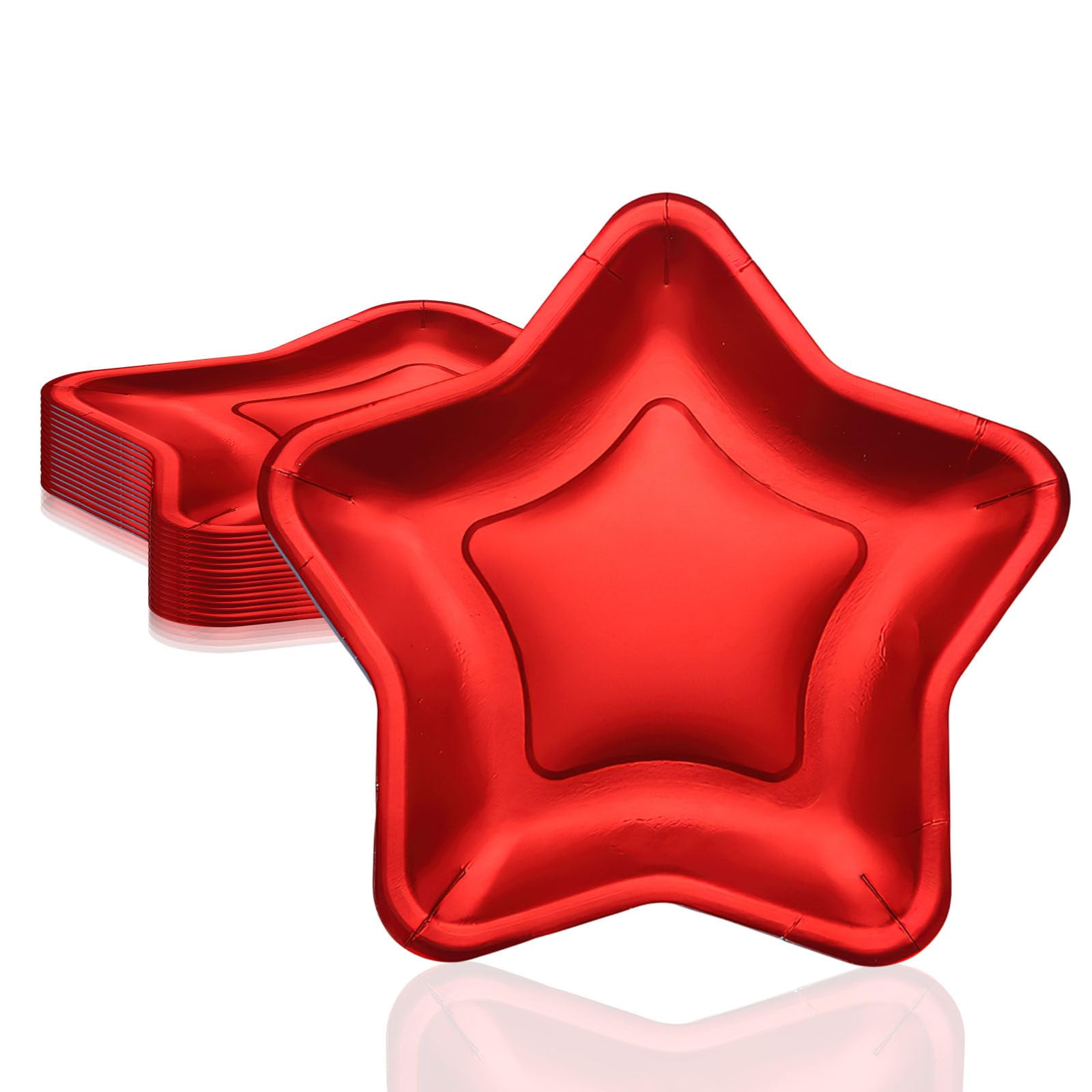 RED-SHYN 20 PCS Thick Star Shaped AFN14th of July Paper Plates ...