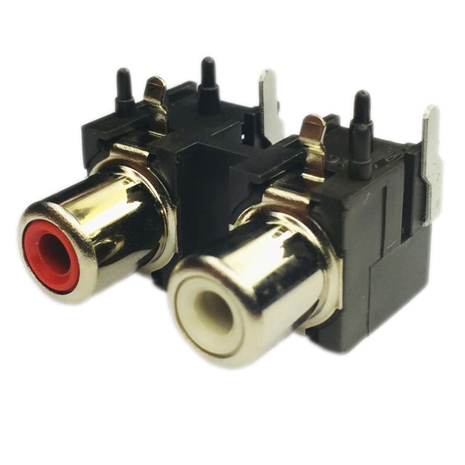 RED WHITE PCB Mount 2 Port Right - Left RCA Female Stereo Aux Audio ...