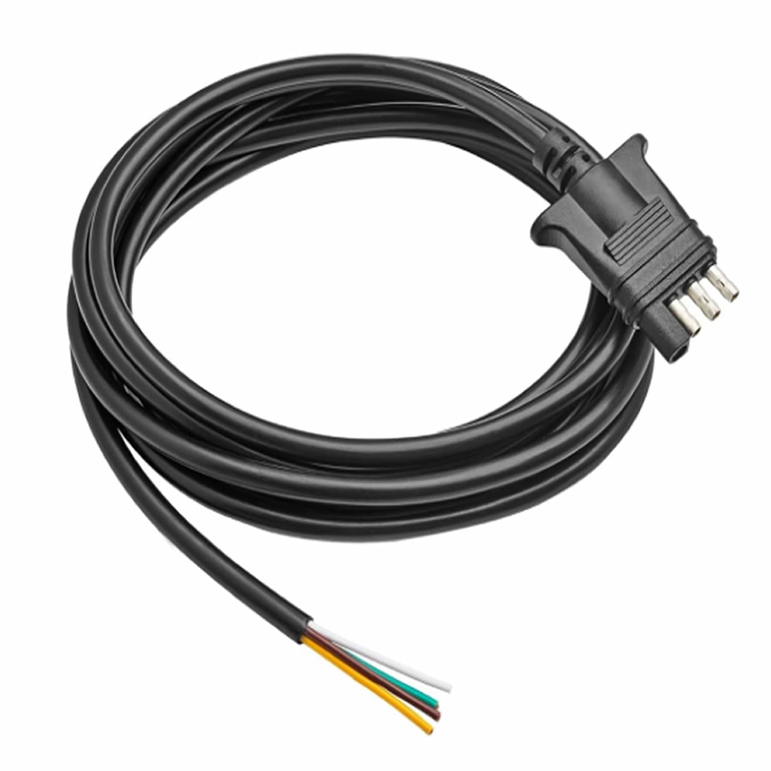 RED WOLF 5ft 4 Way Trailer Hitch Wiring Harness Male Plug Jacketed ...