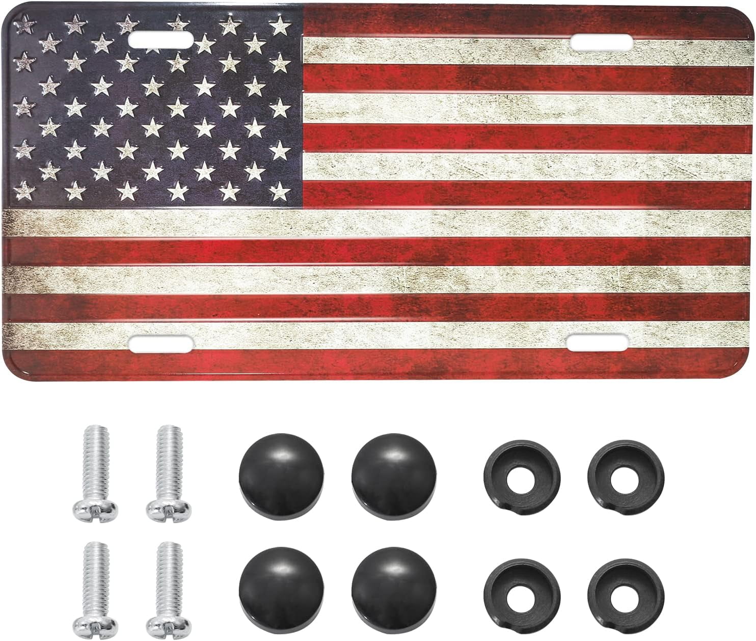 RED WOLF American Flag Patriotic License Plate Bracket Frame Vintage ...