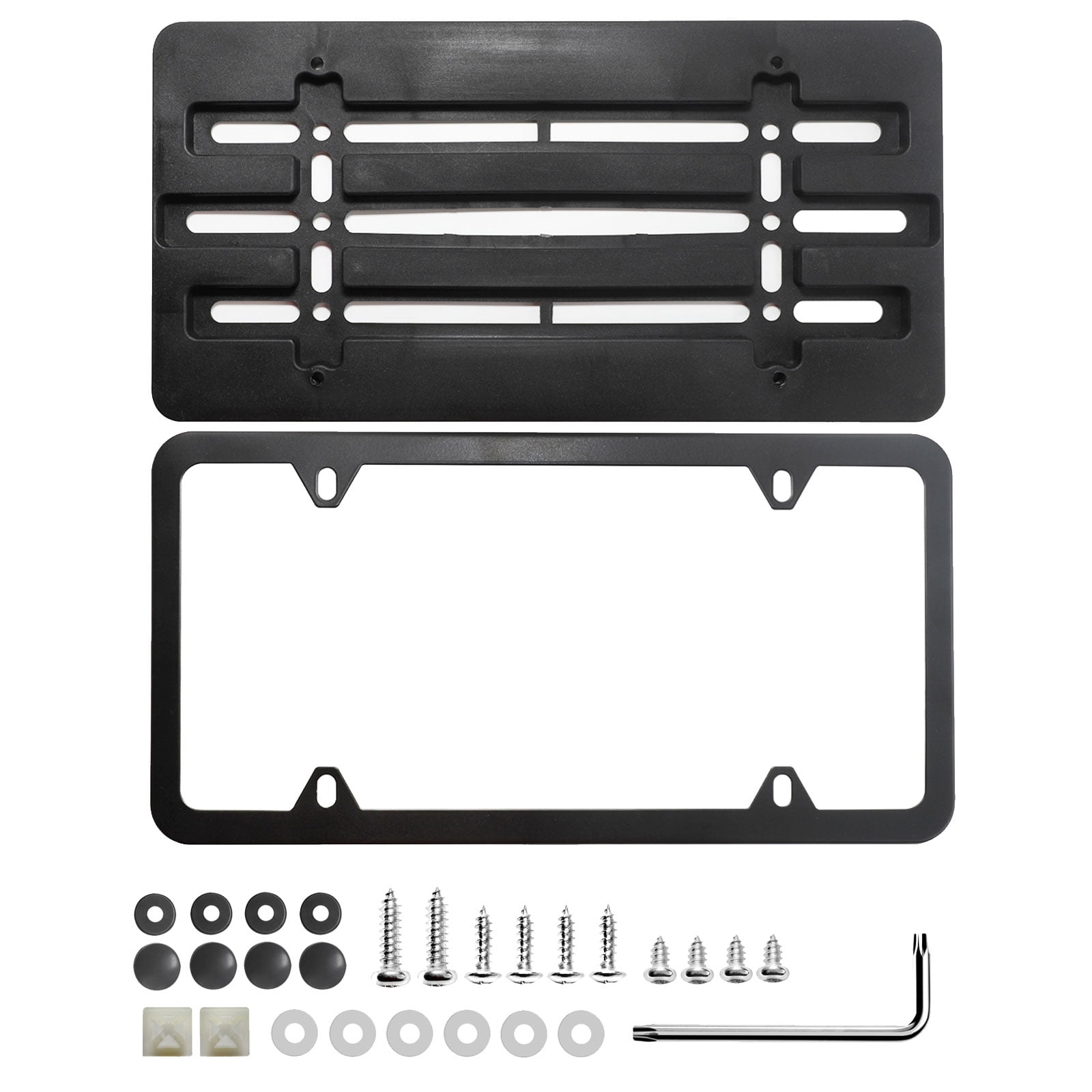 RED WOLF Front License Plate Bracket Frame Tag Holder Black Stainless ...