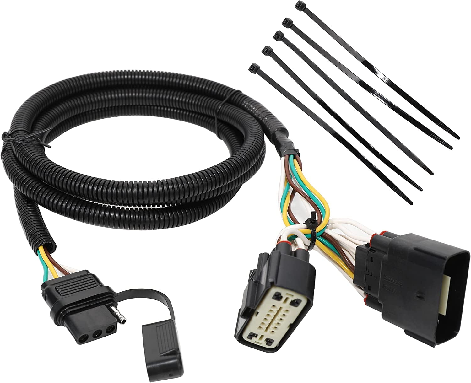 RED WOLF Vehicle-Side 4 Way Custom Trailer Light Hitch Wiring Harness ...