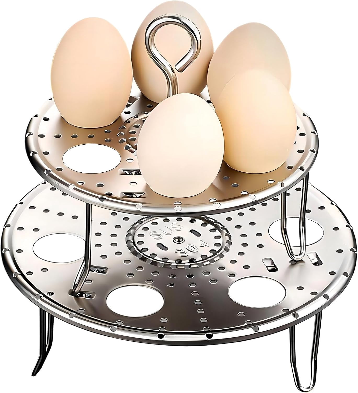 REDANT Stainless Steel Egg Steamer Rack - Foldable Boiled Egg Holder ...