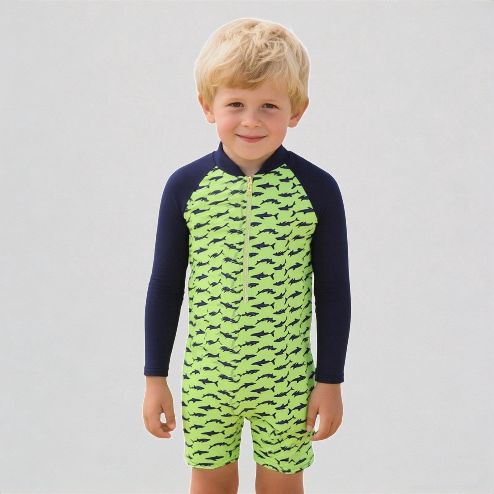 REDARER Boys UPF 50+ One Piece Rash Guard, Fish Print Long Sleeve Zip ...