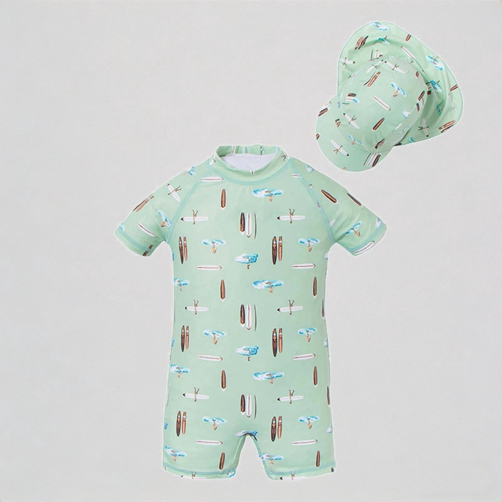 REDARER Boys UPF 50+ Short Sleeve Swimwear Set – Rainbow Print with Sun ...